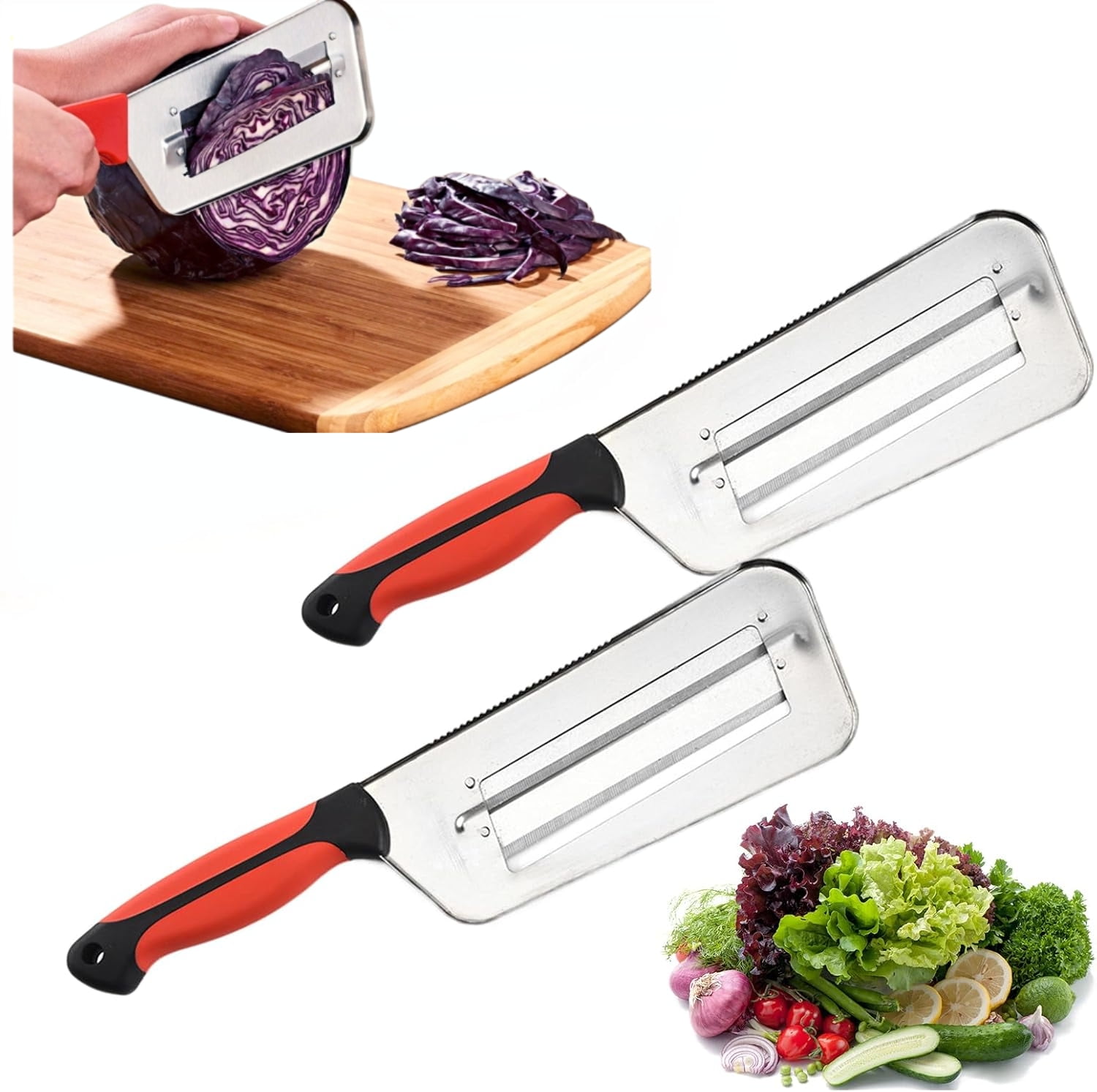 Stainless Steel Dual Blade Julienne Cutter, 2025 Upgrade Cabbage ...