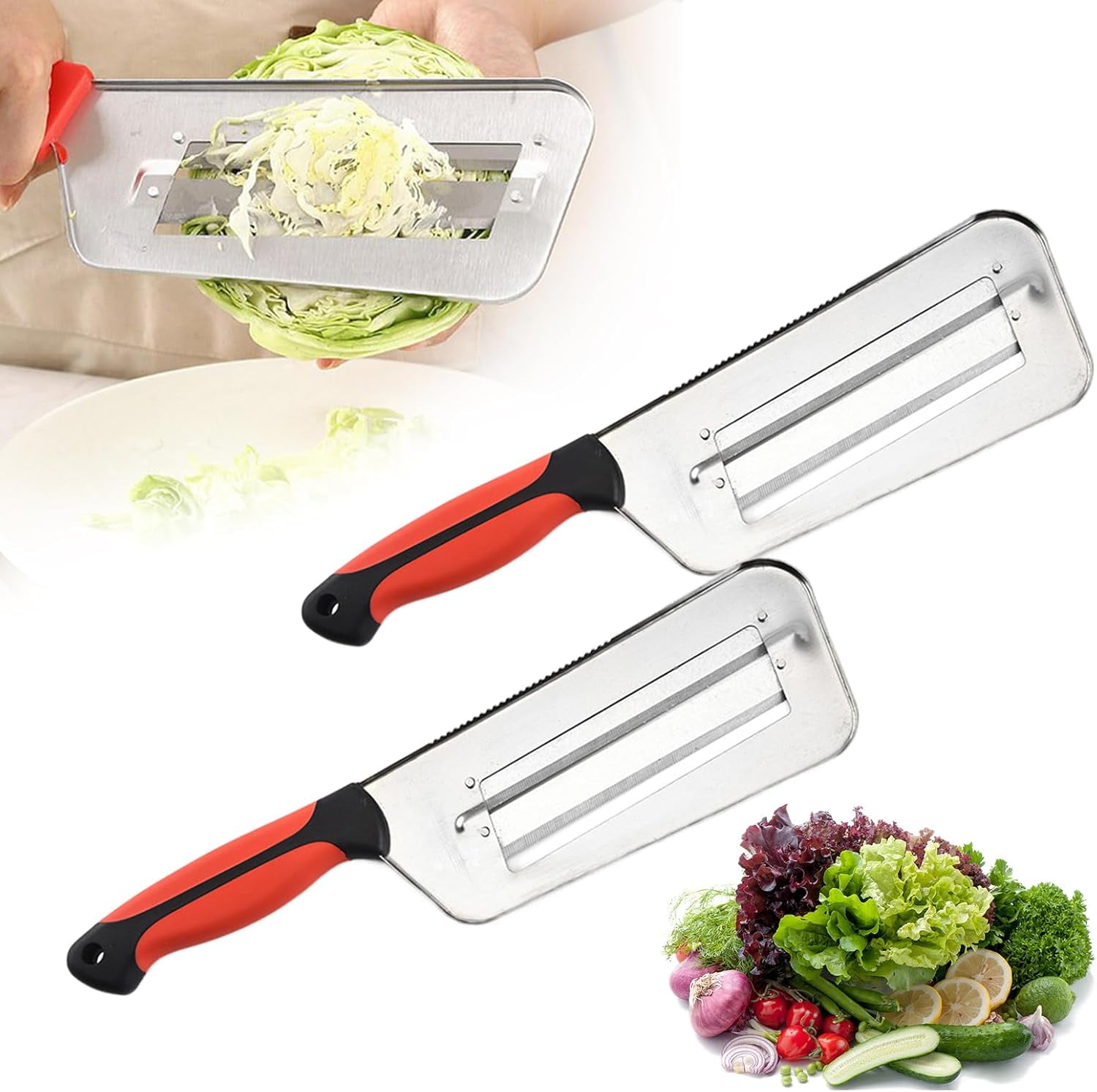 Stainless Steel Dual Blade Julienne Cutter, 2025 Upgrade Cabbage ...