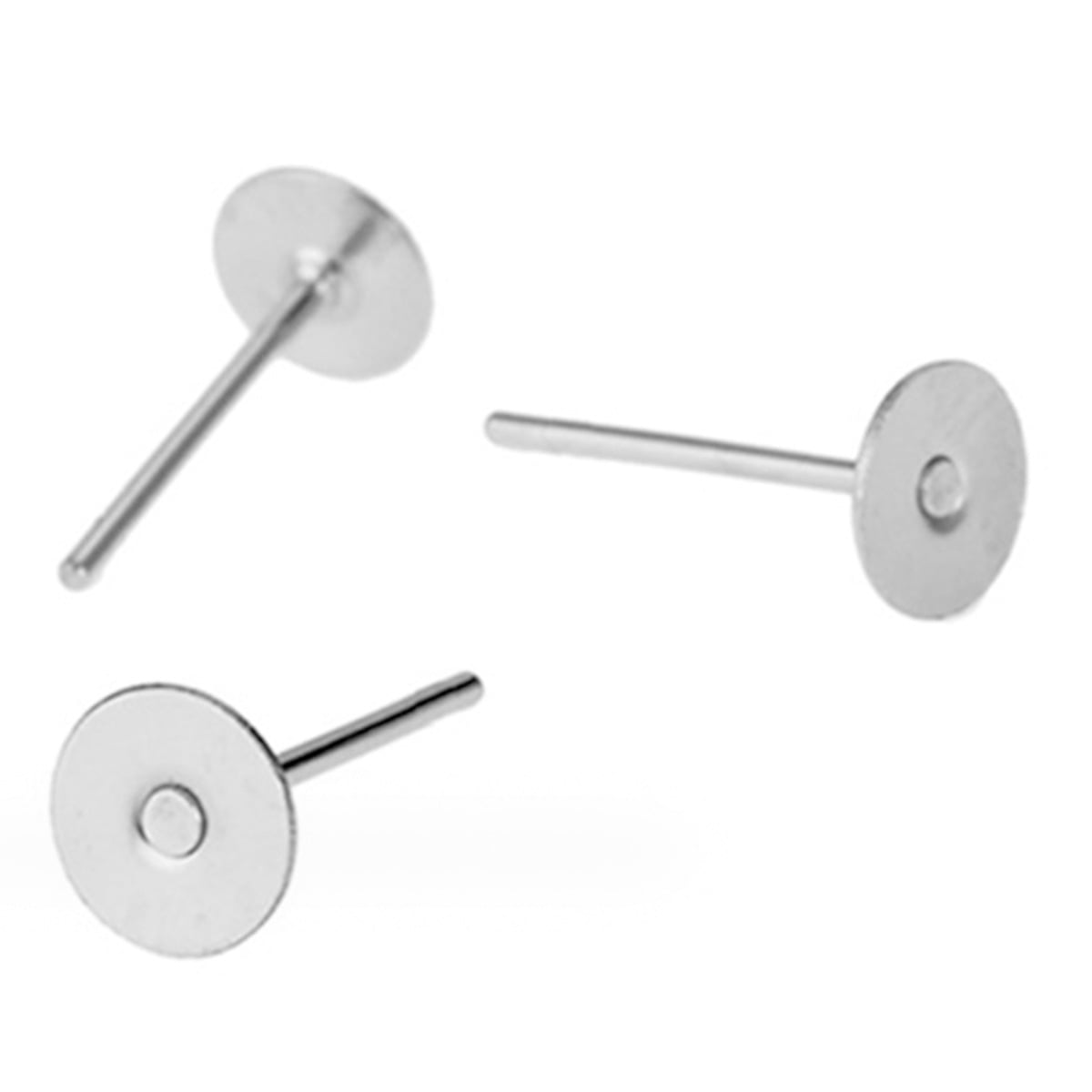 Stainless Steel Earrings Posts Flat Pad with Butterfly Earring Backs ...