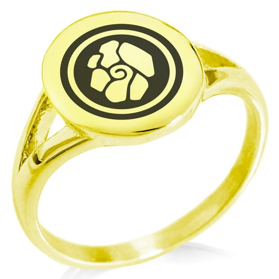 Tioneer Stainless Steel Earth Element Rune Minimalist Oval Top Polished ...