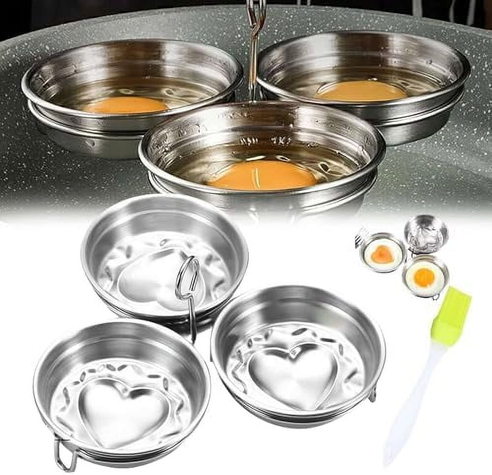 Stainless Steel Egg Poacher,3-Cup Poached Egg Cooker,Nonstick Egg ...
