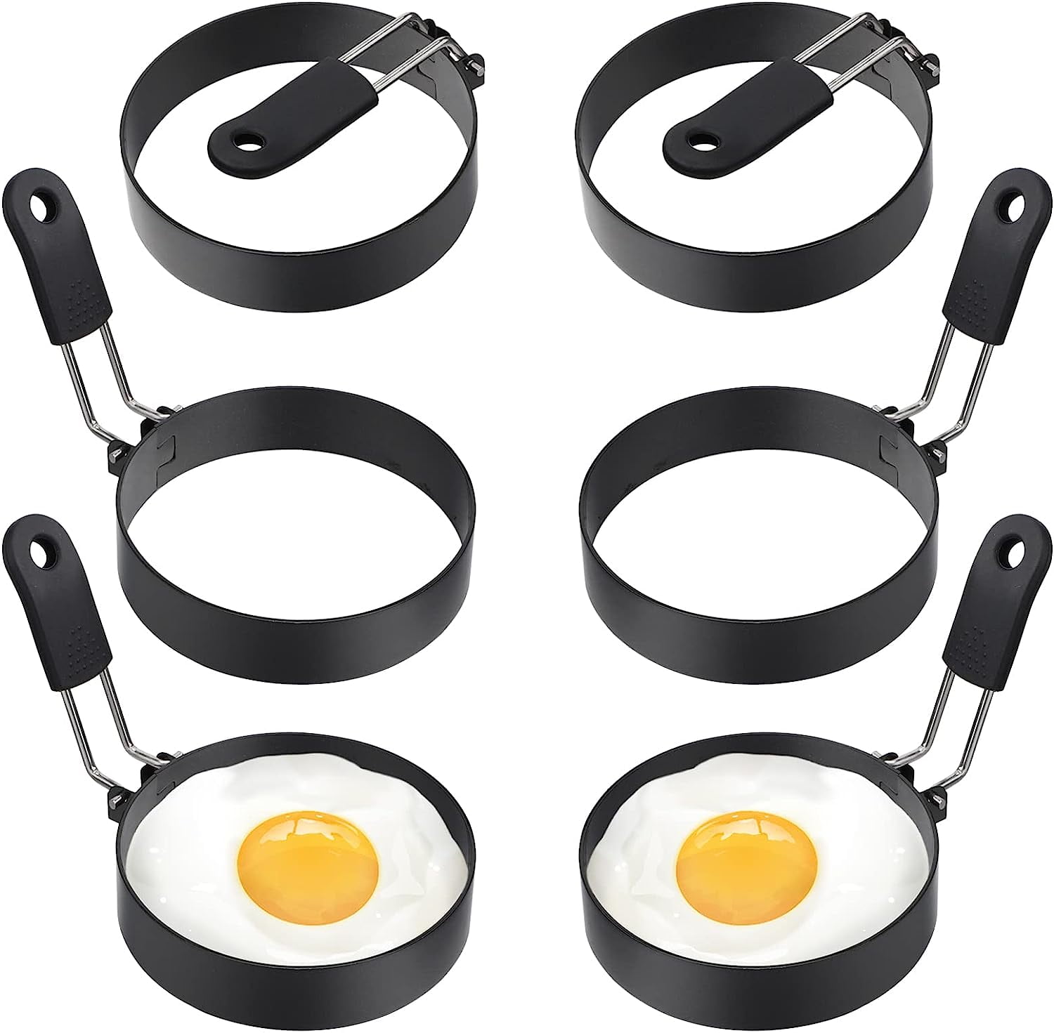Stainless Steel Egg Rings 4-Pack, 3.5 Inch Nonstick Round Egg Mold for ...