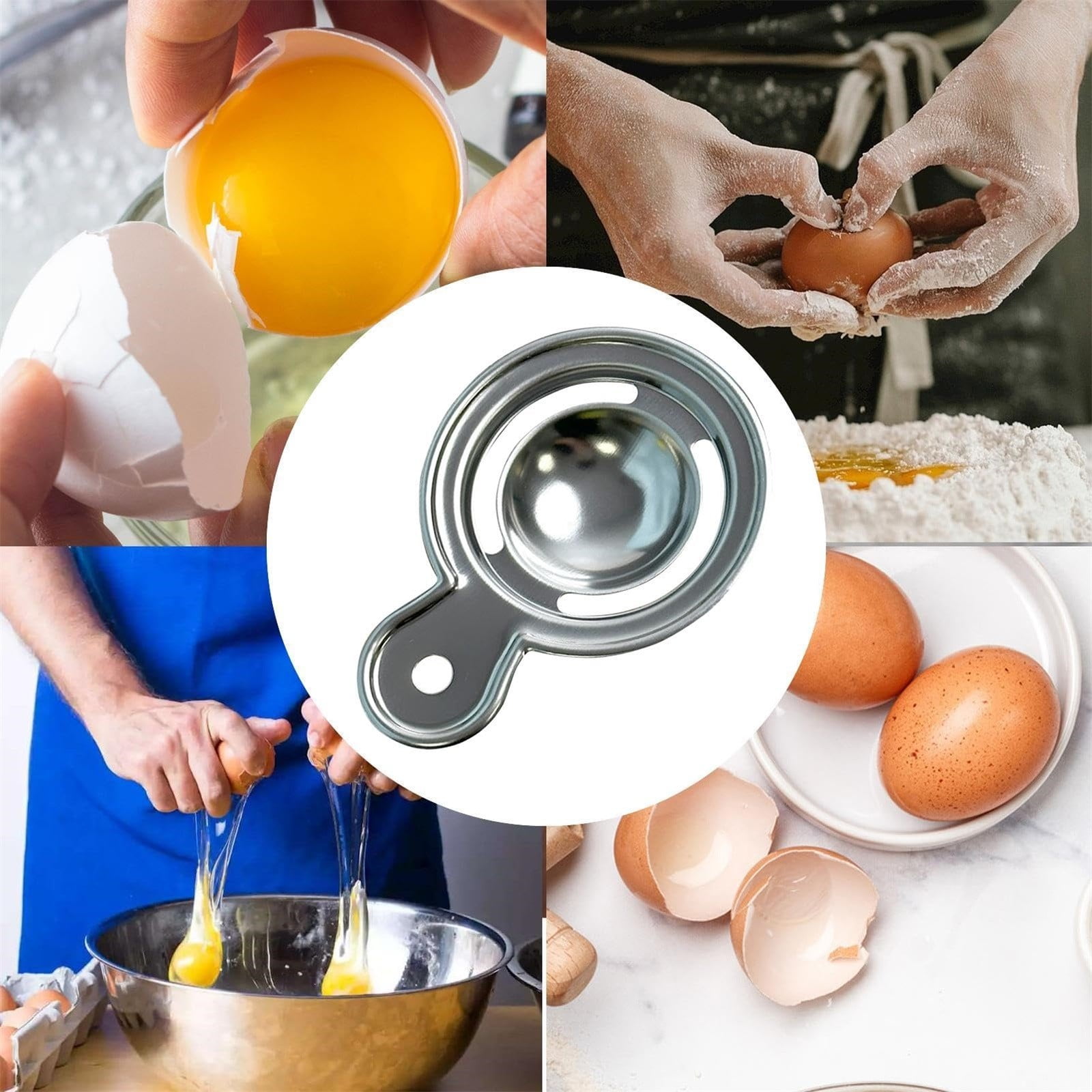 Stainless Steel Egg Separator, Egg Yolk White Separator Long Handled ...