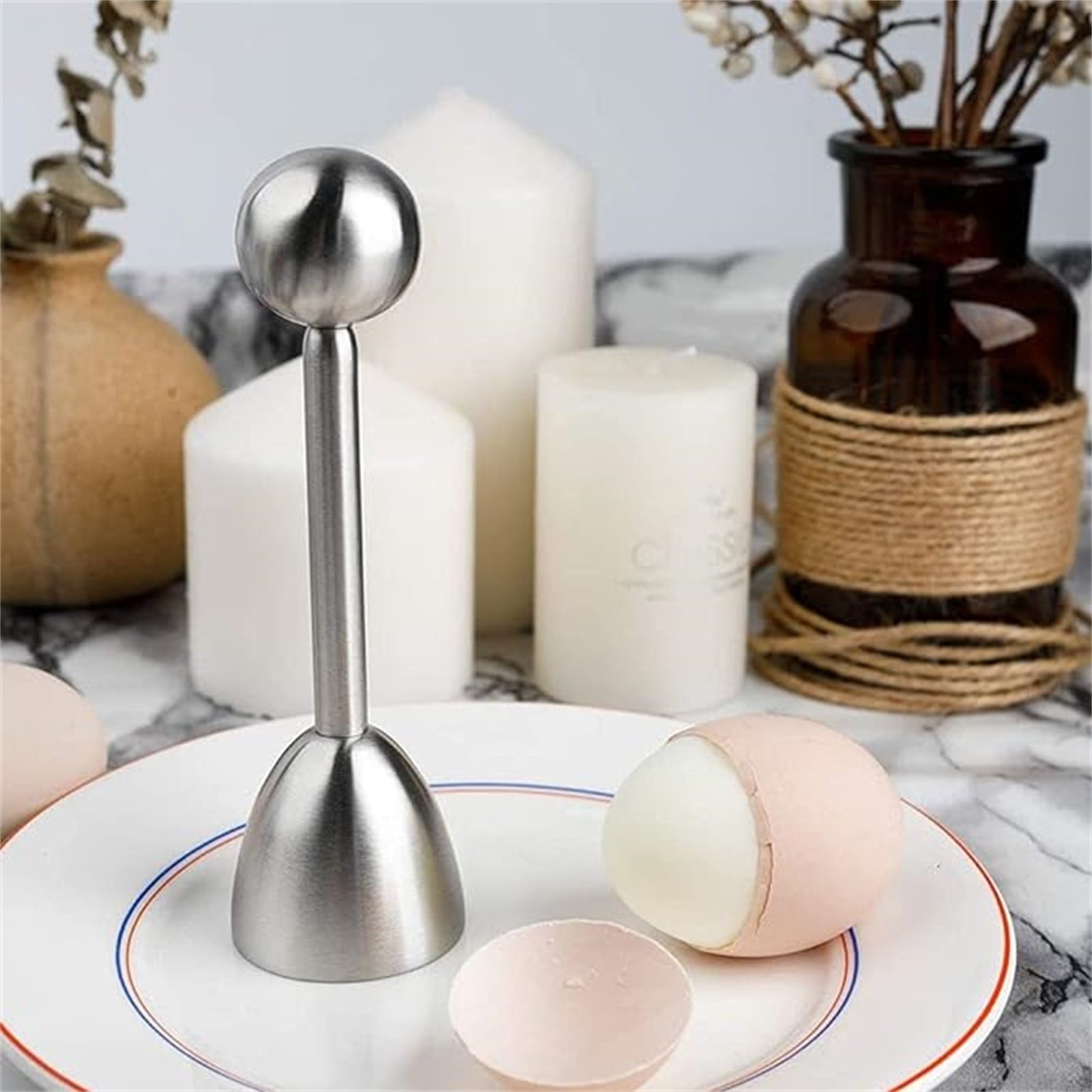 Stainless Steel Egg Topper Opener | Spring-Loaded Cutter for Soft ...