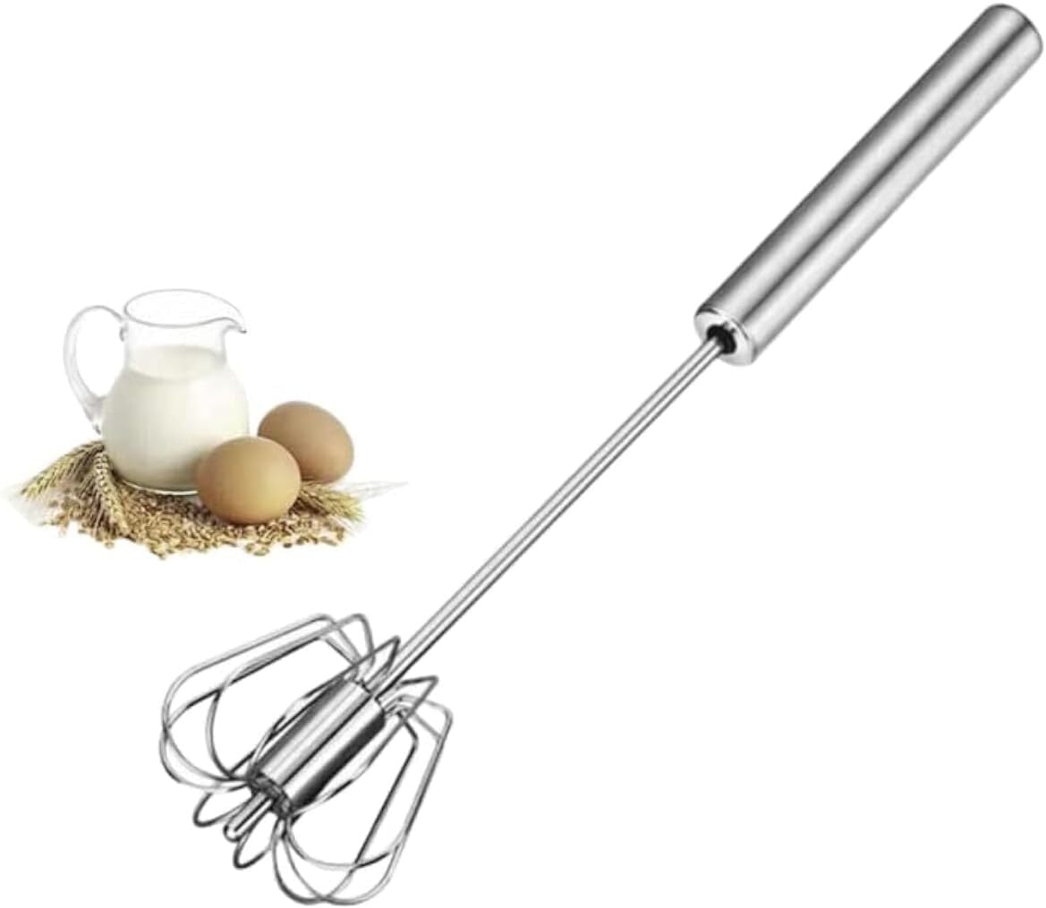 Stainless Steel Egg Whisk, Hand Push Rotary Whisk Blender Versatile ...