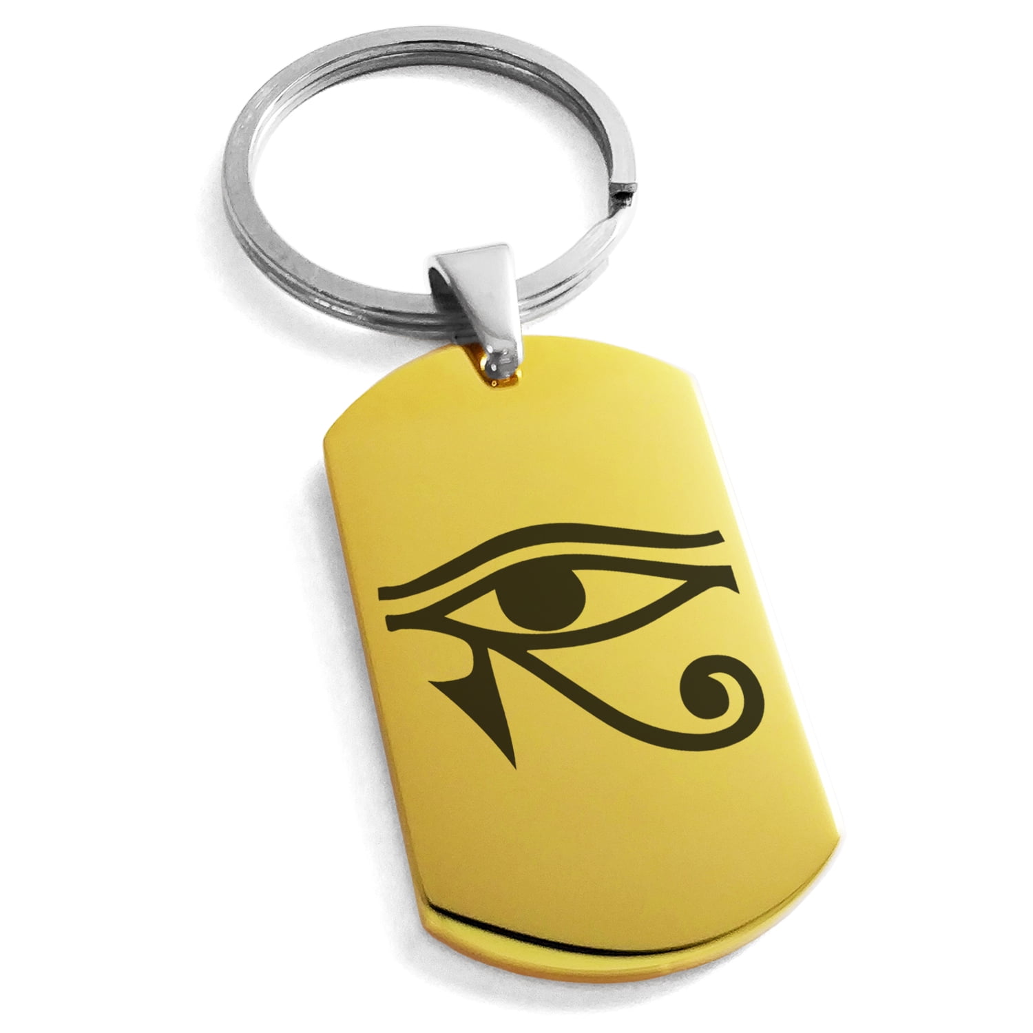 Stainless Steel Egyptian Eye of Horus Engraved Dog Tag Keychain Keyring ...