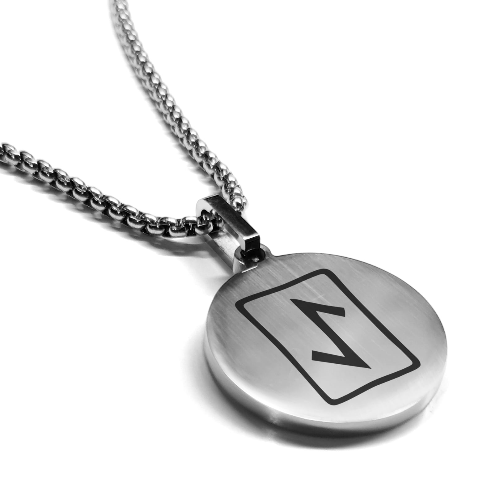 Stainless Steel Elder Futhark Eihwaz Rune Round Medallion Pendant ...