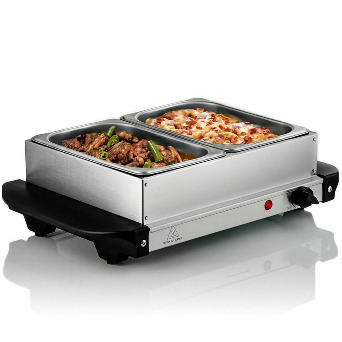 Stainless Steel Electric Food Buffet Server Warmer Two 1.58 Qt Chafing ...