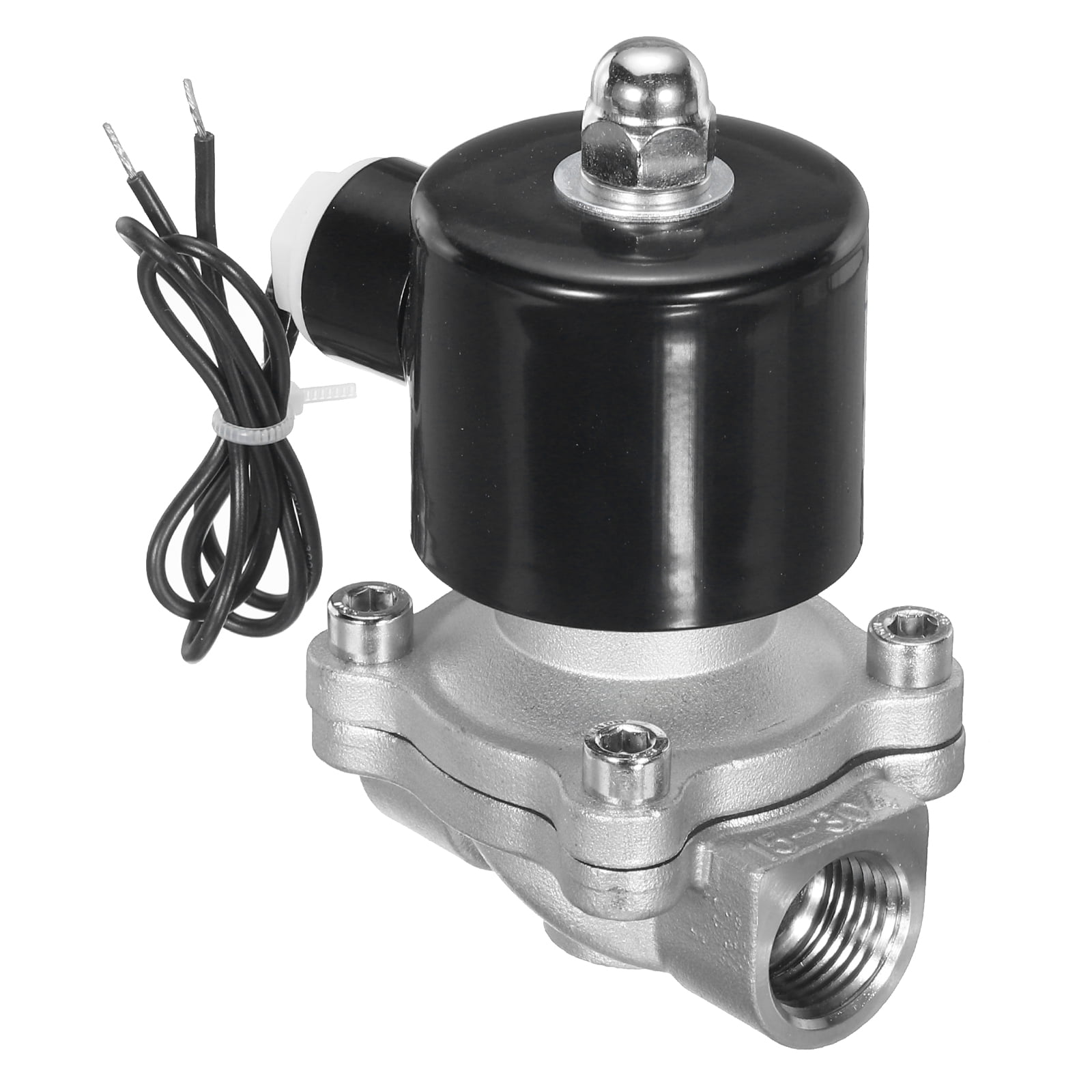 Stainless Steel Electric Solenoid Valve, 1/2" NPT 110V AC Air Valve Normally Closed Water Gas ...