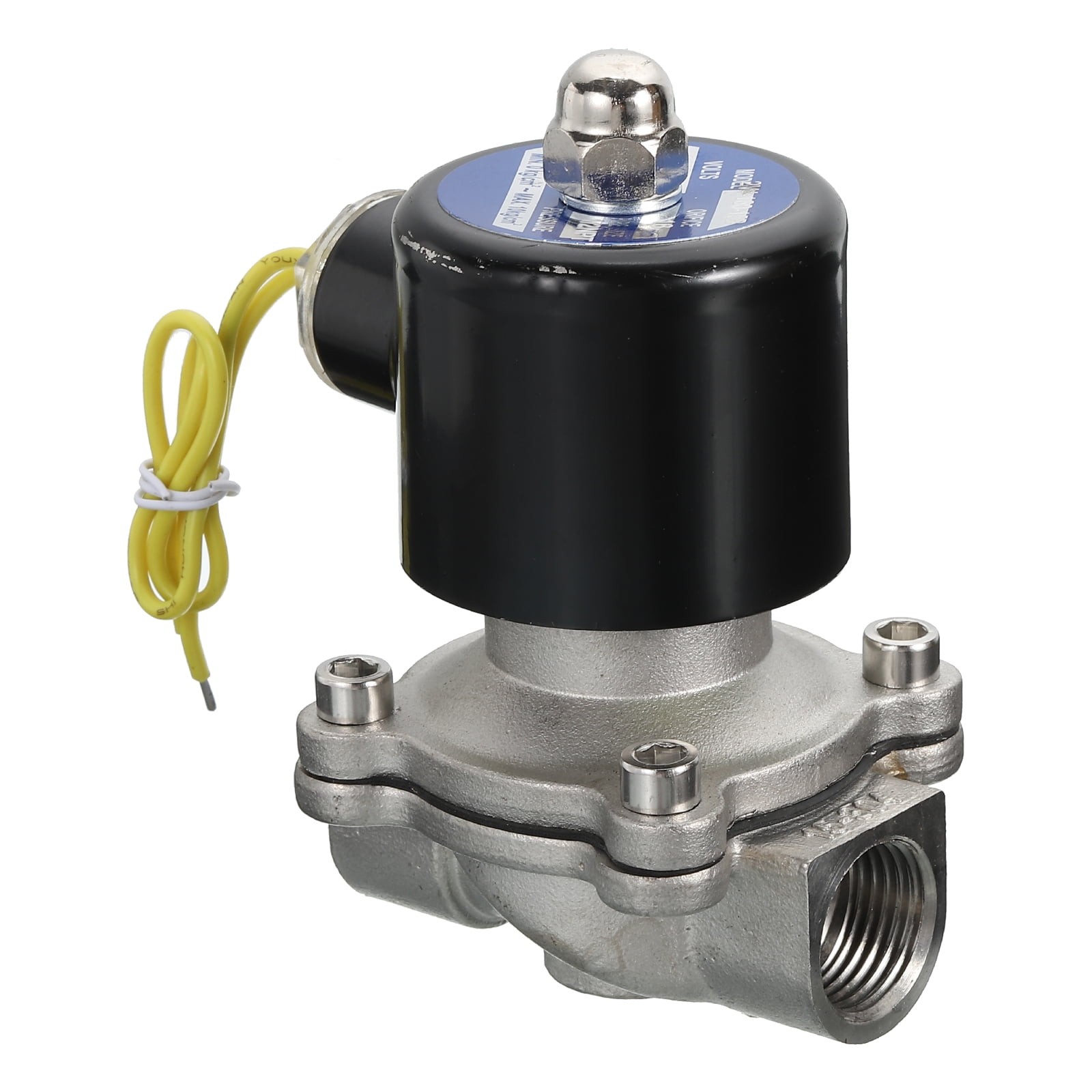 Stainless Steel Electric Solenoid Valve, 1/2 "NPT 110V AC Air Valve Normally Closed for Water ...