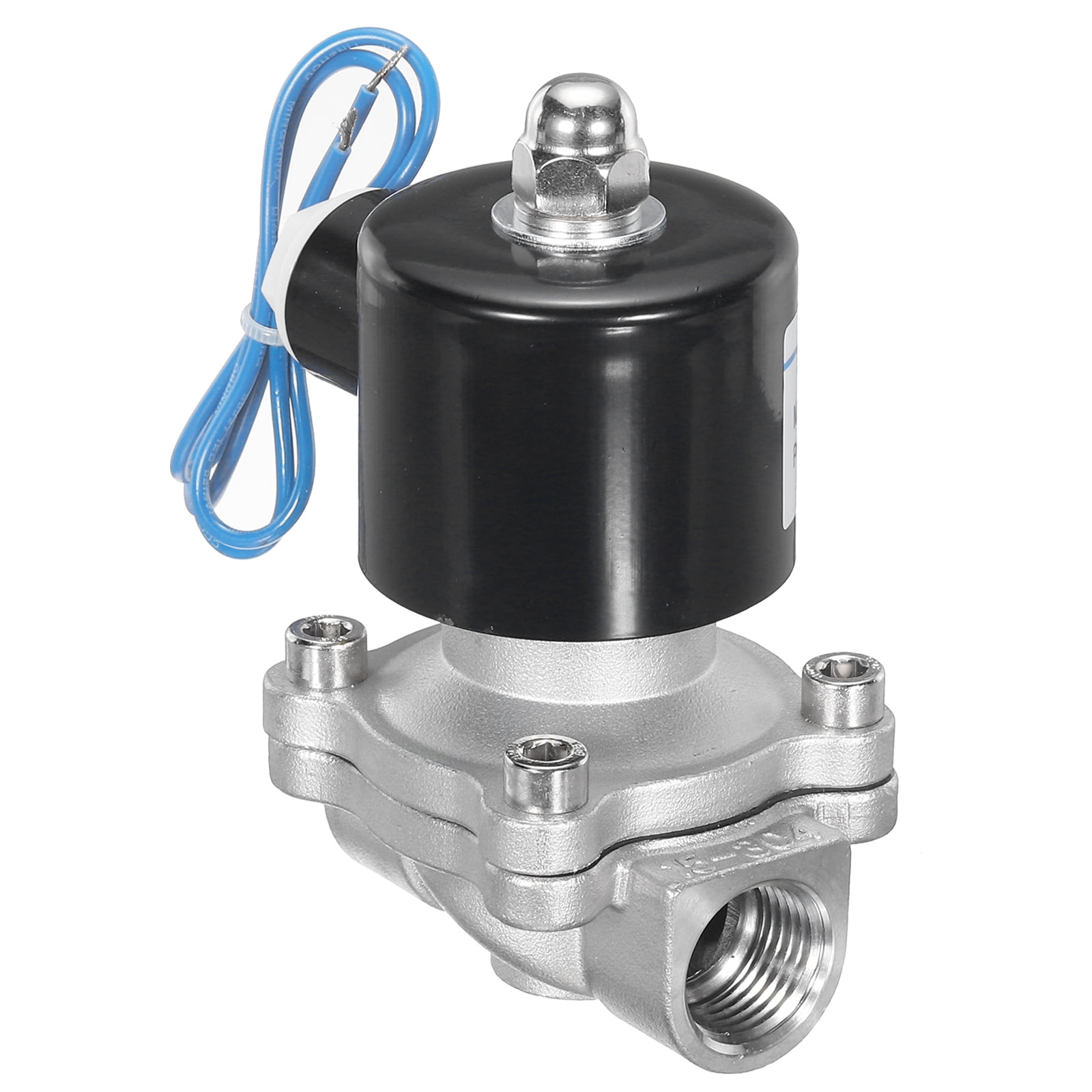 Stainless Steel Electric Solenoid Valve, 1/2" NPT 12V DC Air Valve Normally Closed Water Gas ...