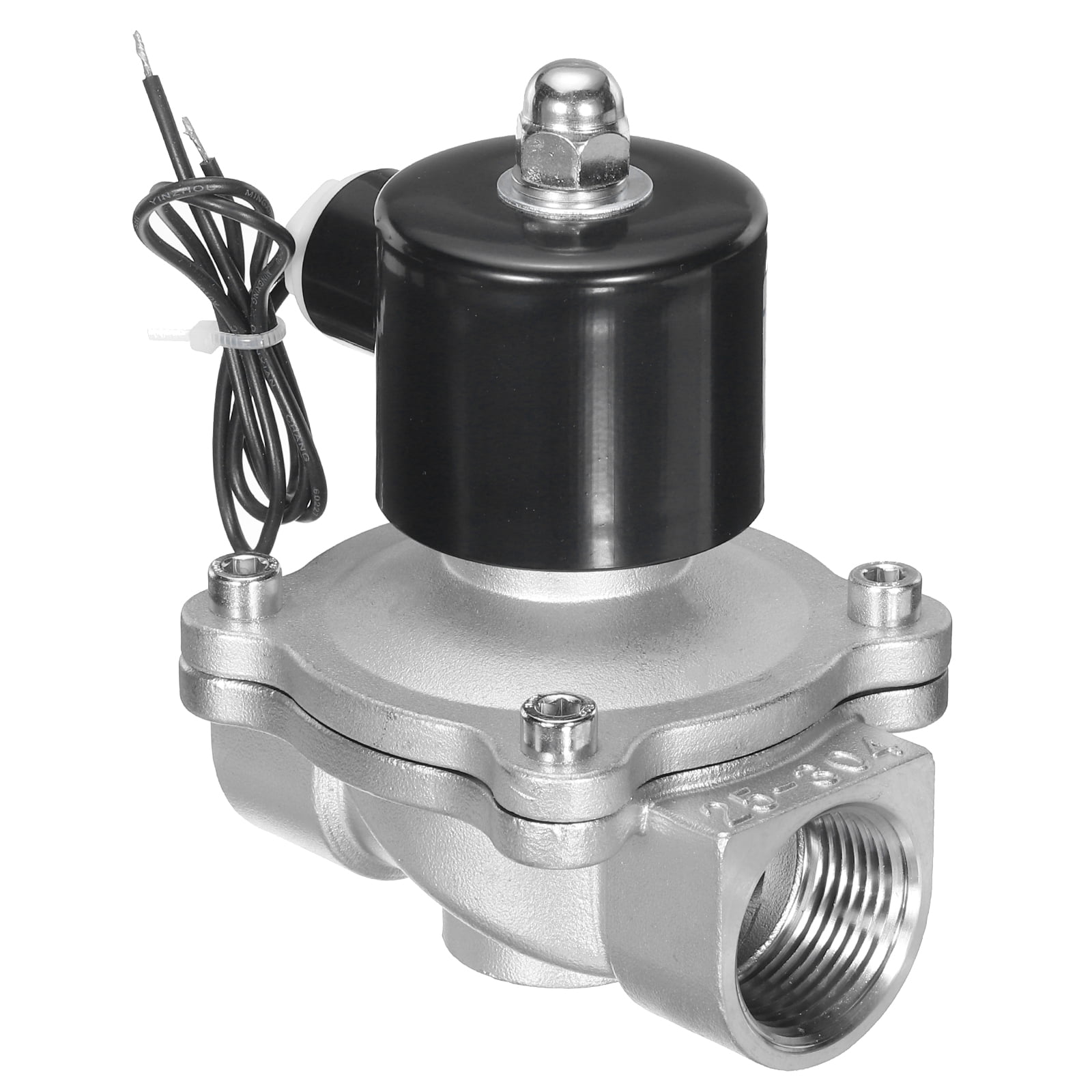 Stainless Steel Electric Solenoid Valve, 1" NPT 110V AC Air Valve Normally Closed Water Gas Fuel ...