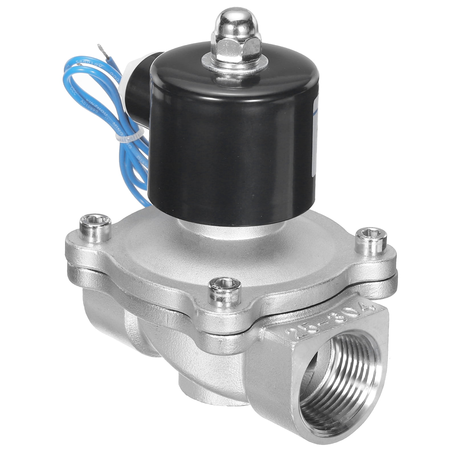 Stainless Steel Electric Solenoid Valve, 1" NPT 12V DC Air Valve Normally Closed Water Gas Fuel ...