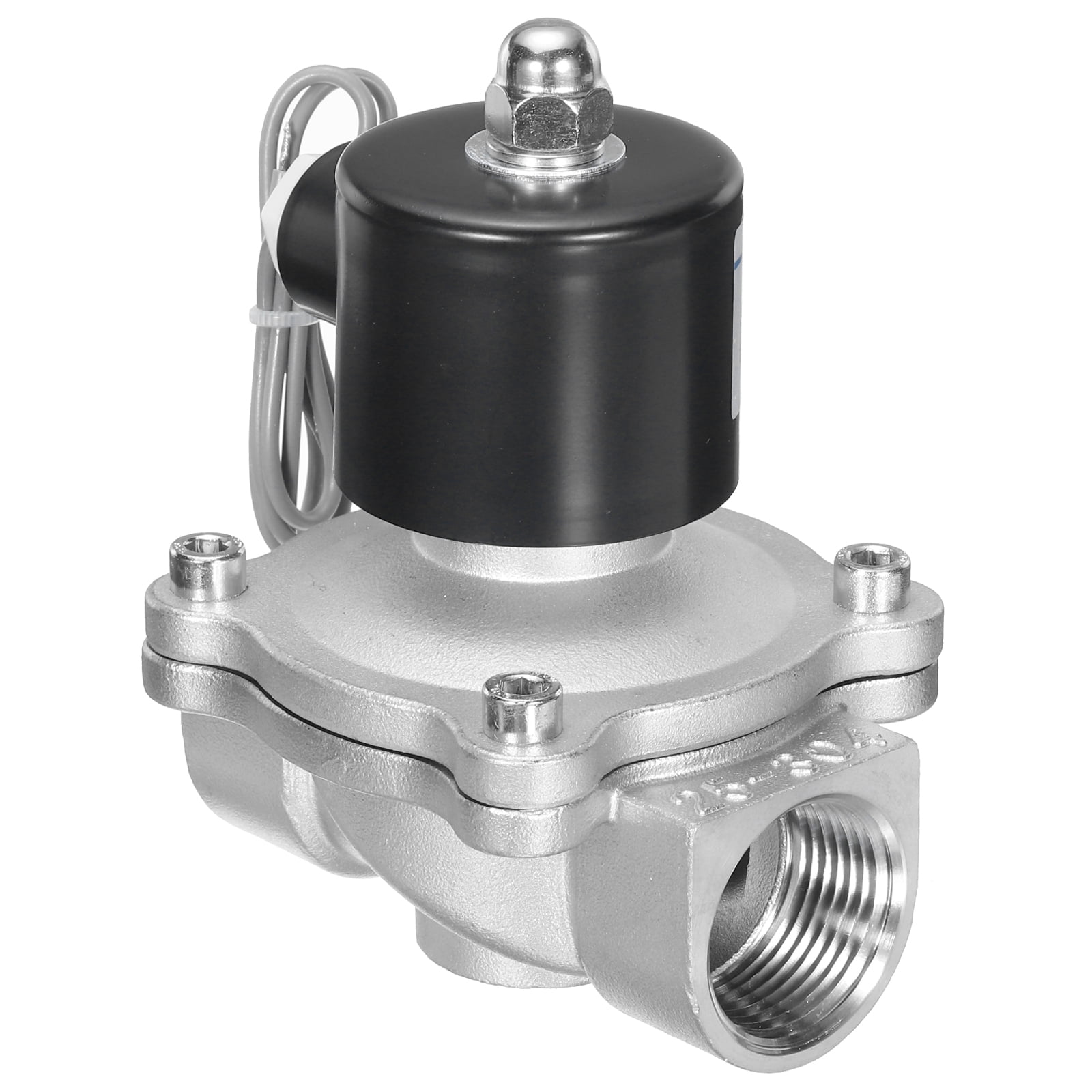 Stainless Steel Electric Solenoid Valve, 1" NPT 24V DC Air Valve Normally Closed Water Gas Fuel ...