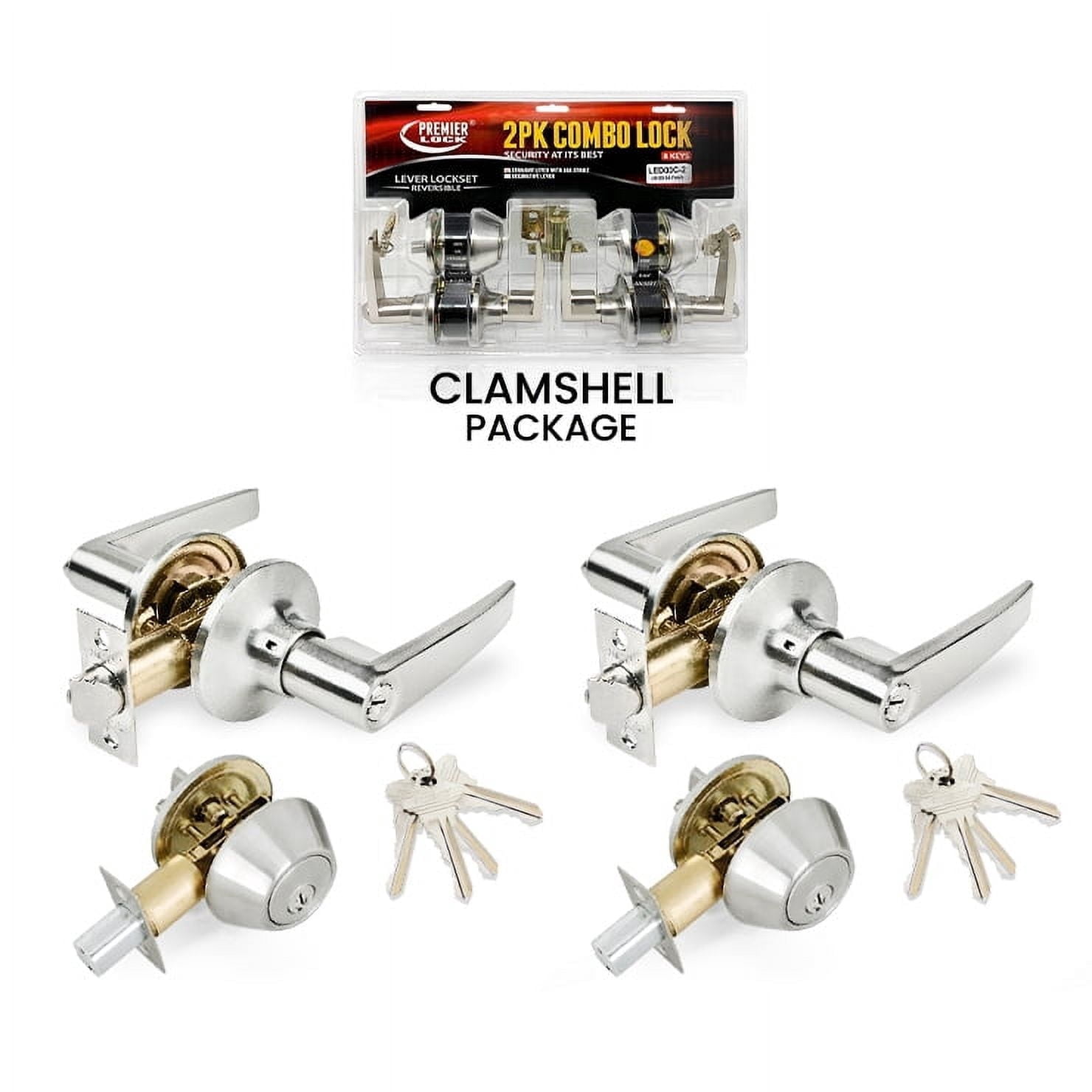 Stainless Steel Entry Door Handle Combo Lock Setwith Deadbolt and 8 SC1 ...