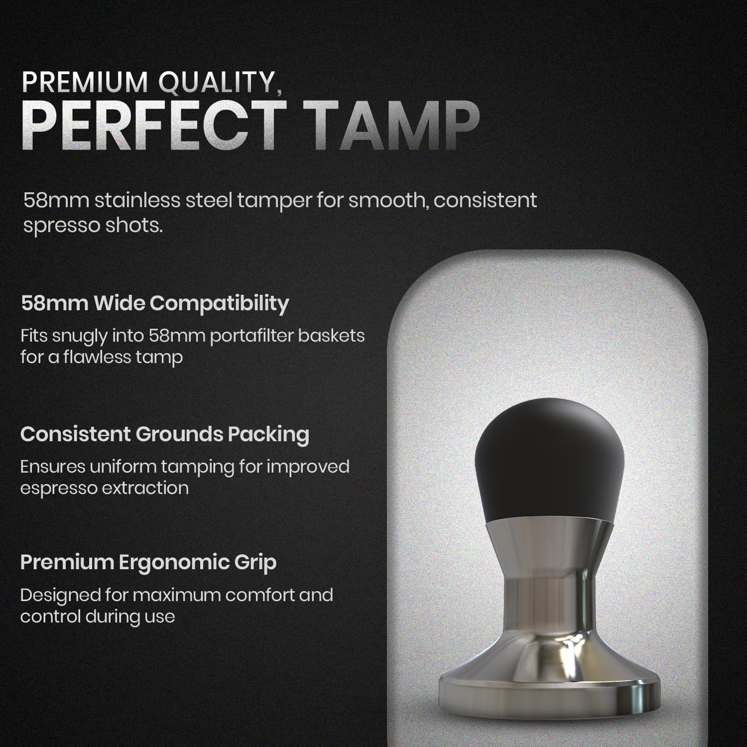 Stainless Steel Espresso Tamper 58mm – Premium Coffee Tamper Tool with ...