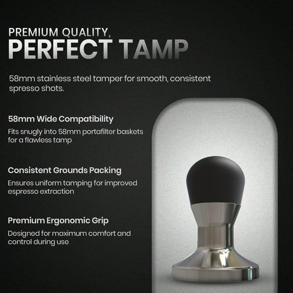 Stainless Steel Espresso Tamper 58mm – Premium Coffee Tamper Tool with ...
