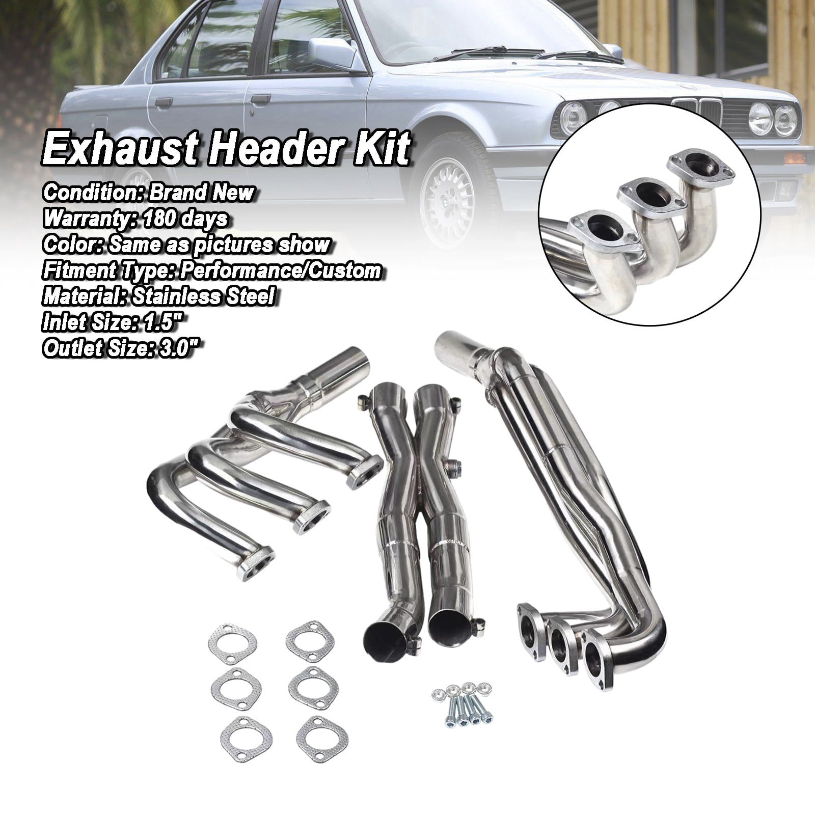 Stainless Steel Exhaust Manifold Header fit for BMW E30 320I 323I 325I ...