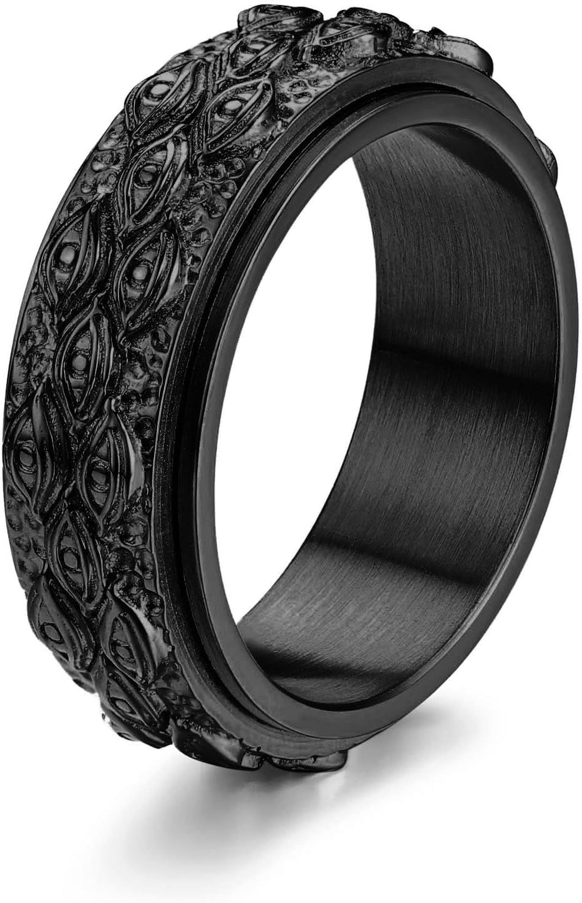 Stainless Steel Eye of Providence Spinner Ring for Men Women Black Gold ...