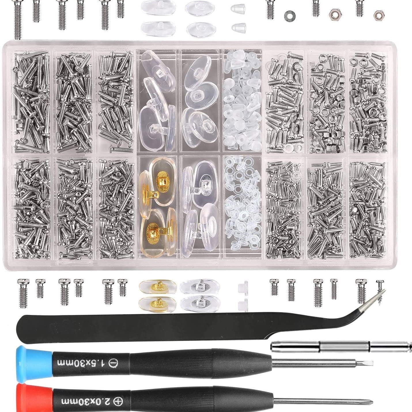 FZENeast Eyeglass Screw Set Nose Pad Screws Stainless Steel Eyeglass ...