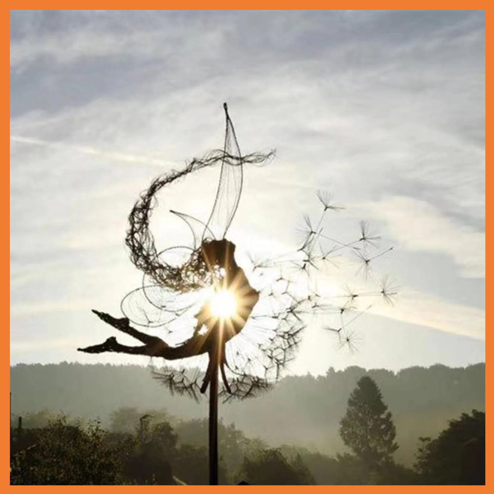 Stainless Steel Fairy Statue - Wire Dandelion Garden Art with Dancing ...