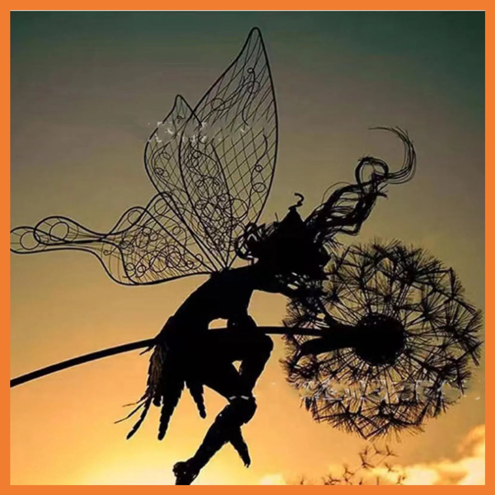 Stainless Steel Fairy Statue - Wire Dandelion Garden Art with Dancing ...