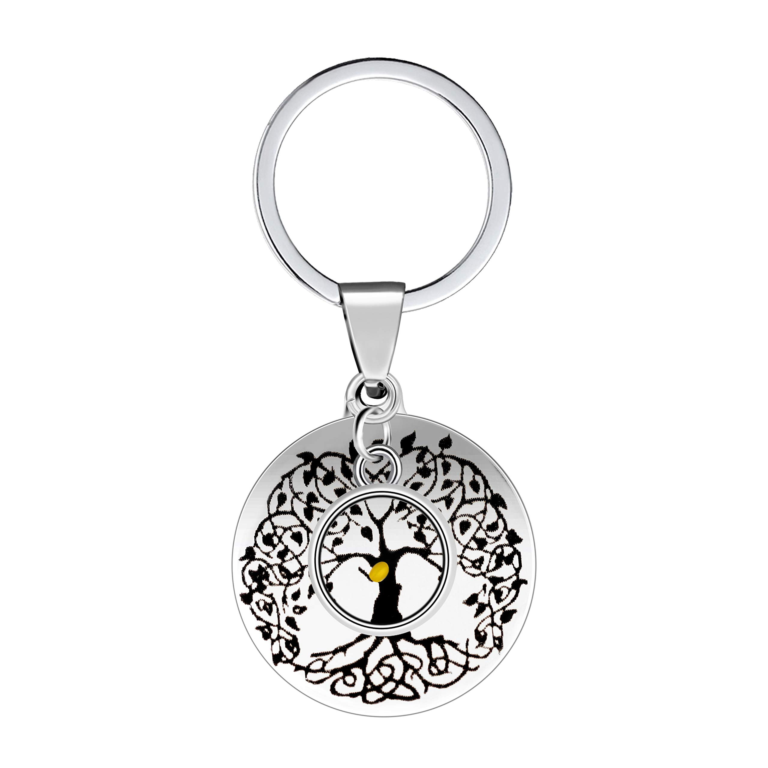 Stainless Steel Family Tree of Life Vintage Keychain Real Mustard Seed ...