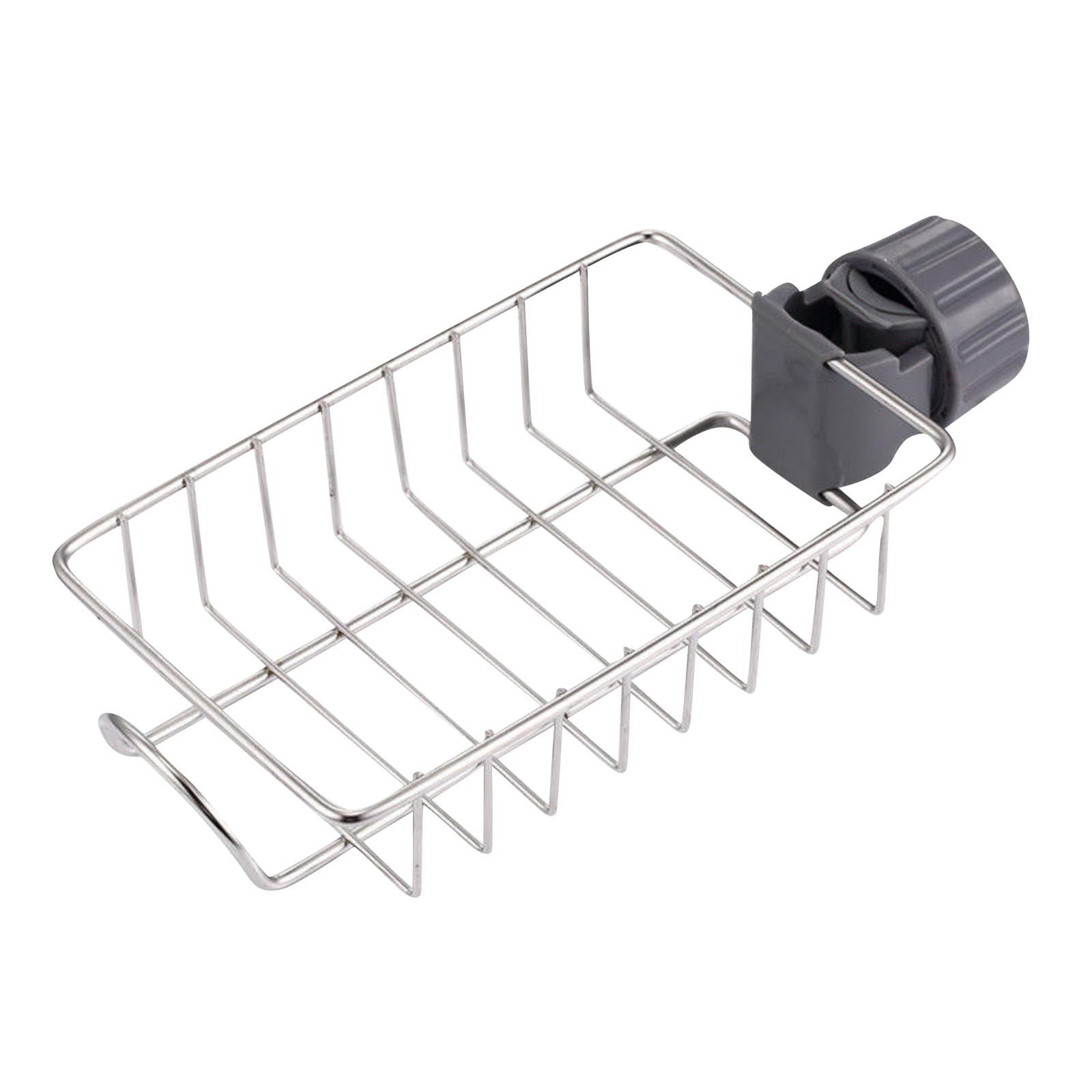 Stainless Steel Faucet Shelf Adjustable No-Punch Kitchen Sink Organizer ...