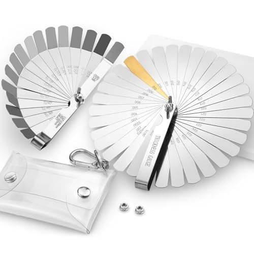 Stainless Steel Feeler Gauge Set, 2PCS 32 Blades Feeler Gauge & 16 Blades Offset Thickness Gauge ...