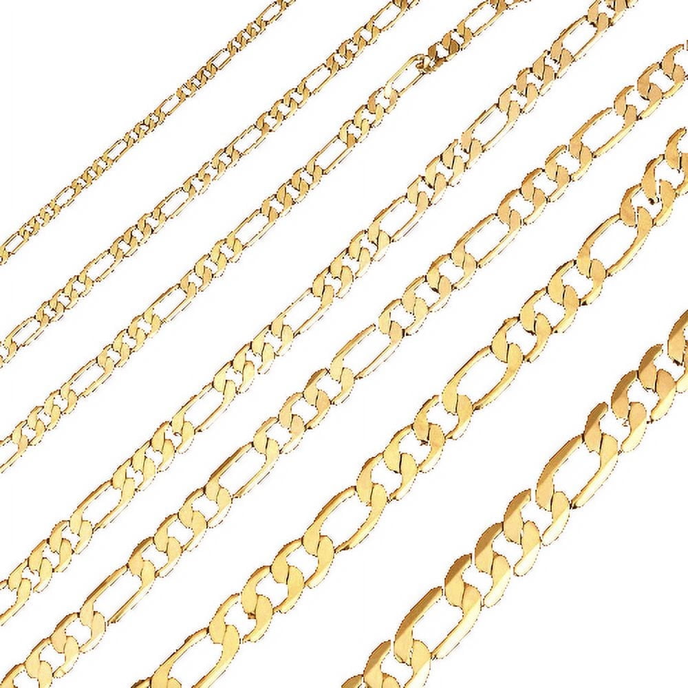 Stainless Steel Figaro Necklace Gold Men Women Chains Italian - Walmart.com