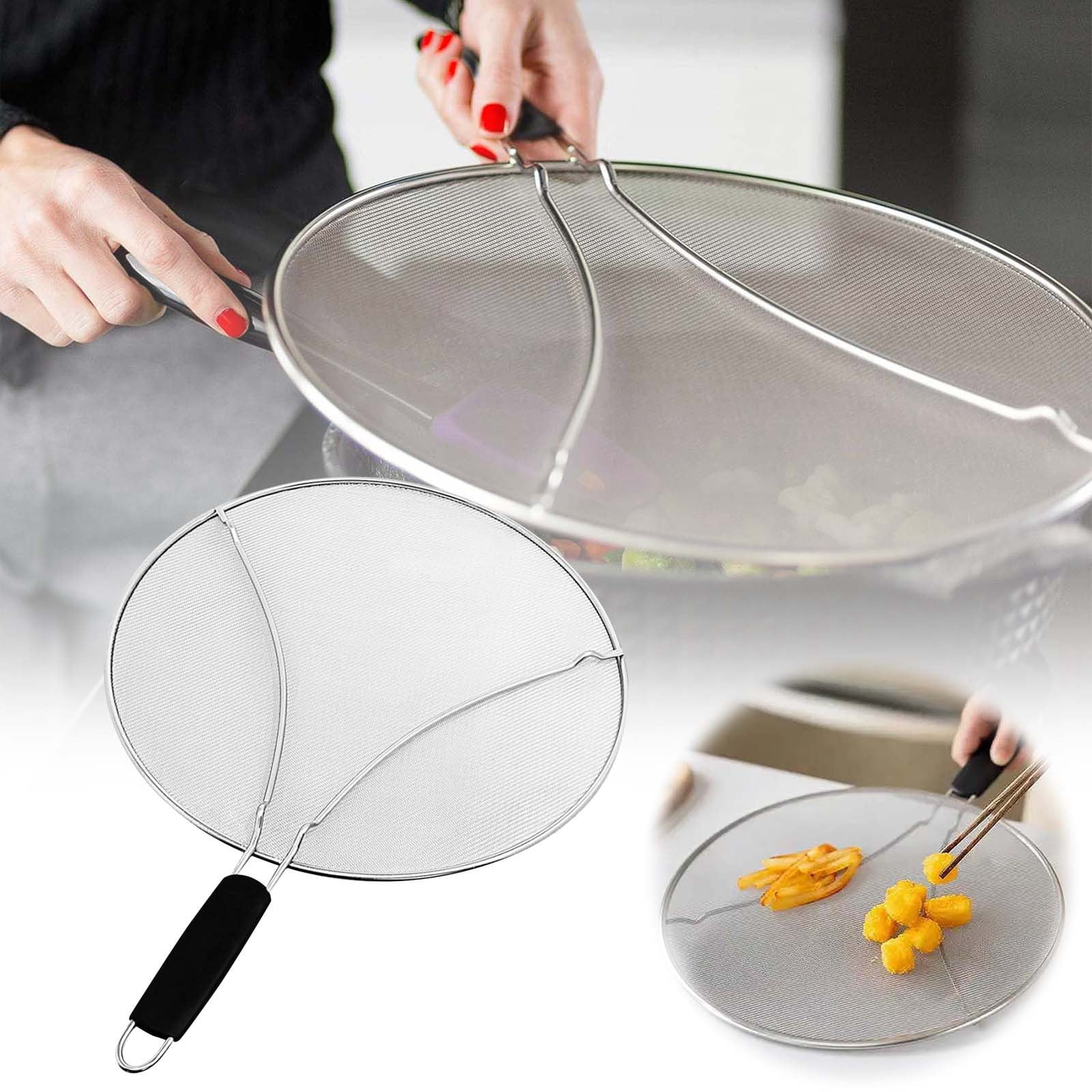 Stainless Steel Fine Mesh Splash Guard With Black Comfort Handle For ...