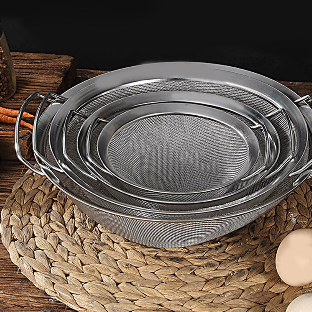 Stainless Steel Fine Mesh Strainer Basket Double Handle Flour Sieve ...