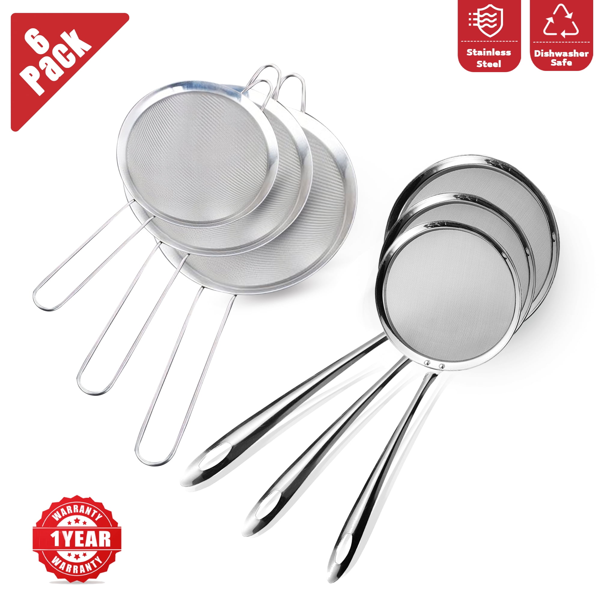 Stainless Steel Fine Mesh Strainers for Kitchen, Colander-Skimmer with ...