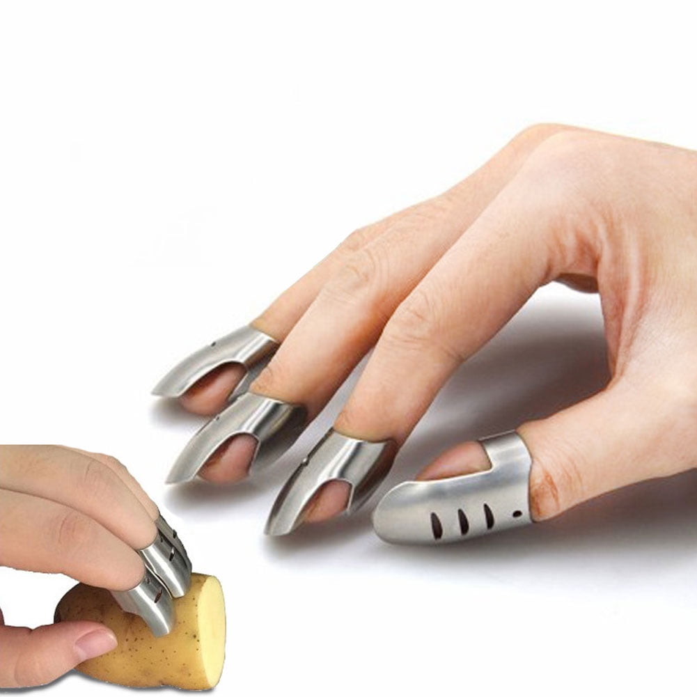 Stainless Steel Finger Guard, 4 Pcs Finger Protector for Cutting Food ...