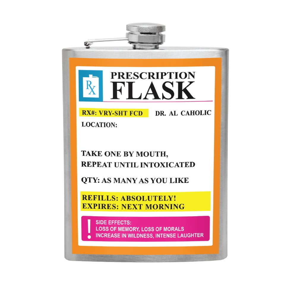 Stainless Steel Flask Funny Rx Hip Flask 8 ounces, Unique Funny Novelty ...