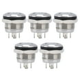 Stainless Steel Flat Top LED Button Switch, 5PCS Set, 12mm, Self ...