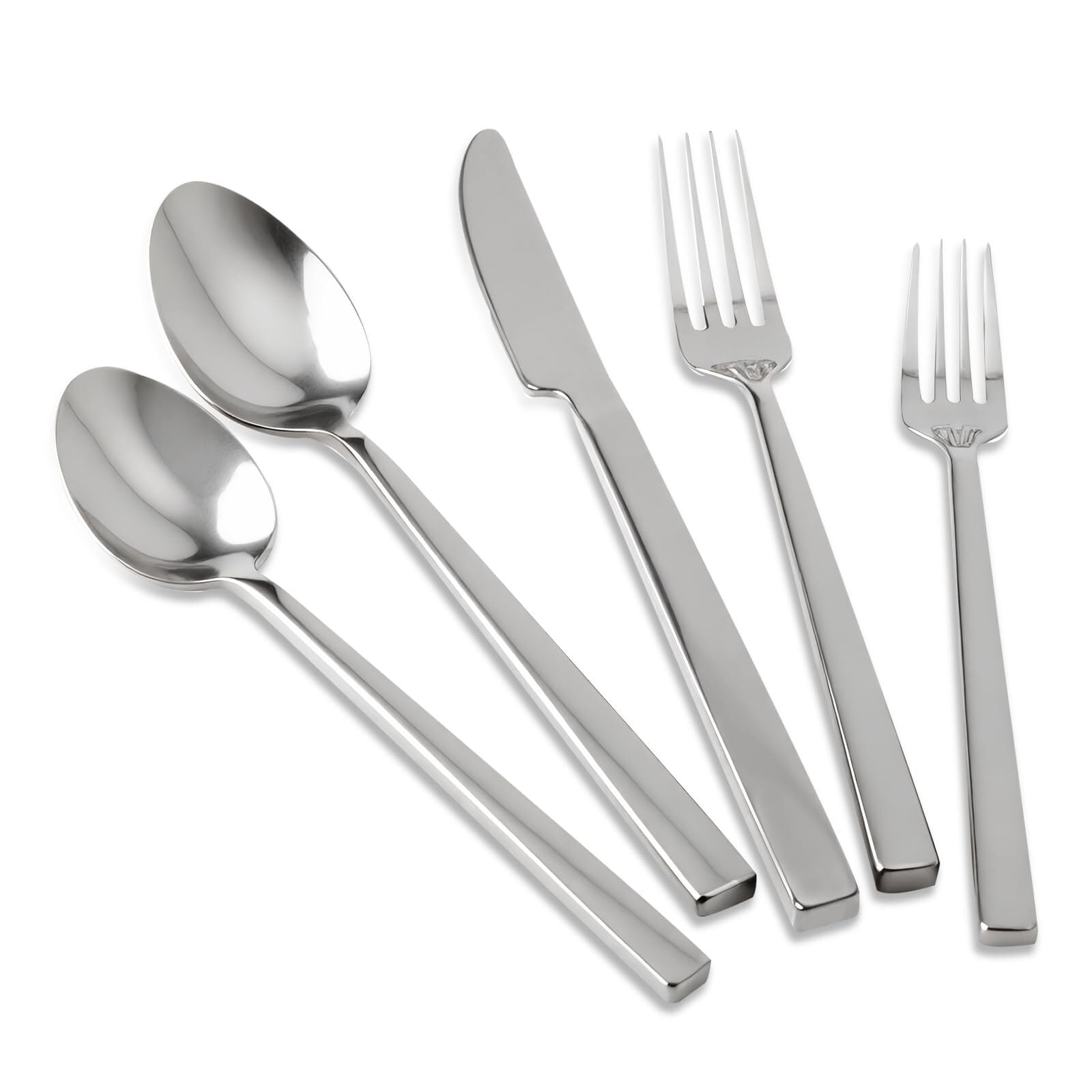 Stainless Steel Flatware Set Hand Forged 18/10 Silverware Set Cutlery ...