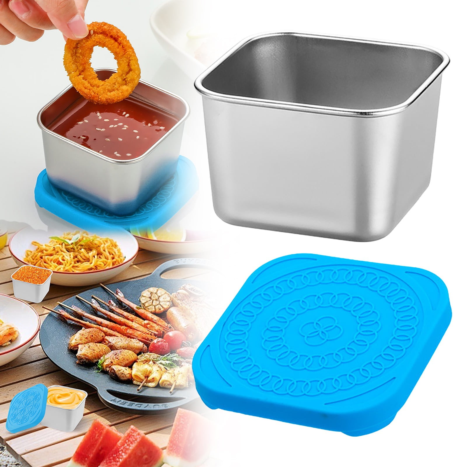 Stainless Steel Flatware Set Snack Box Leakproof Small Food Containers ...