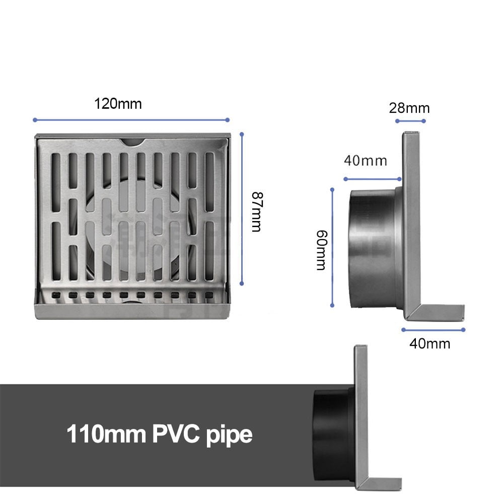 Stainless Steel Floor Drain L Shape Wall Side Floor Drain Balcony Same ...