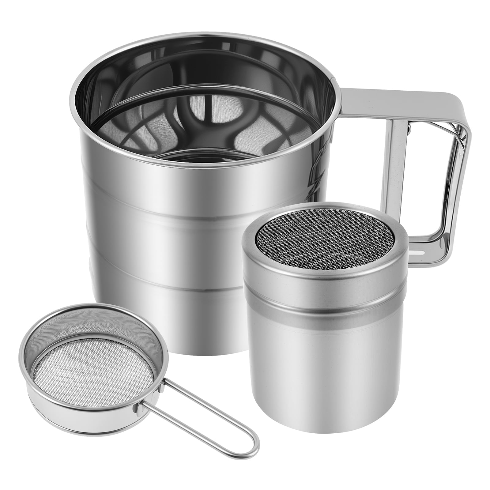 Jetcloudlive Stainless Steel Flour Sifter Kit with Fine Mesh, Hand ...