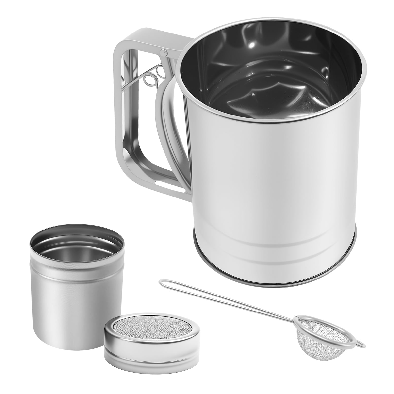 Jetcloudlive Stainless Steel Flour Sifter Kit with Fine Mesh, Hand ...