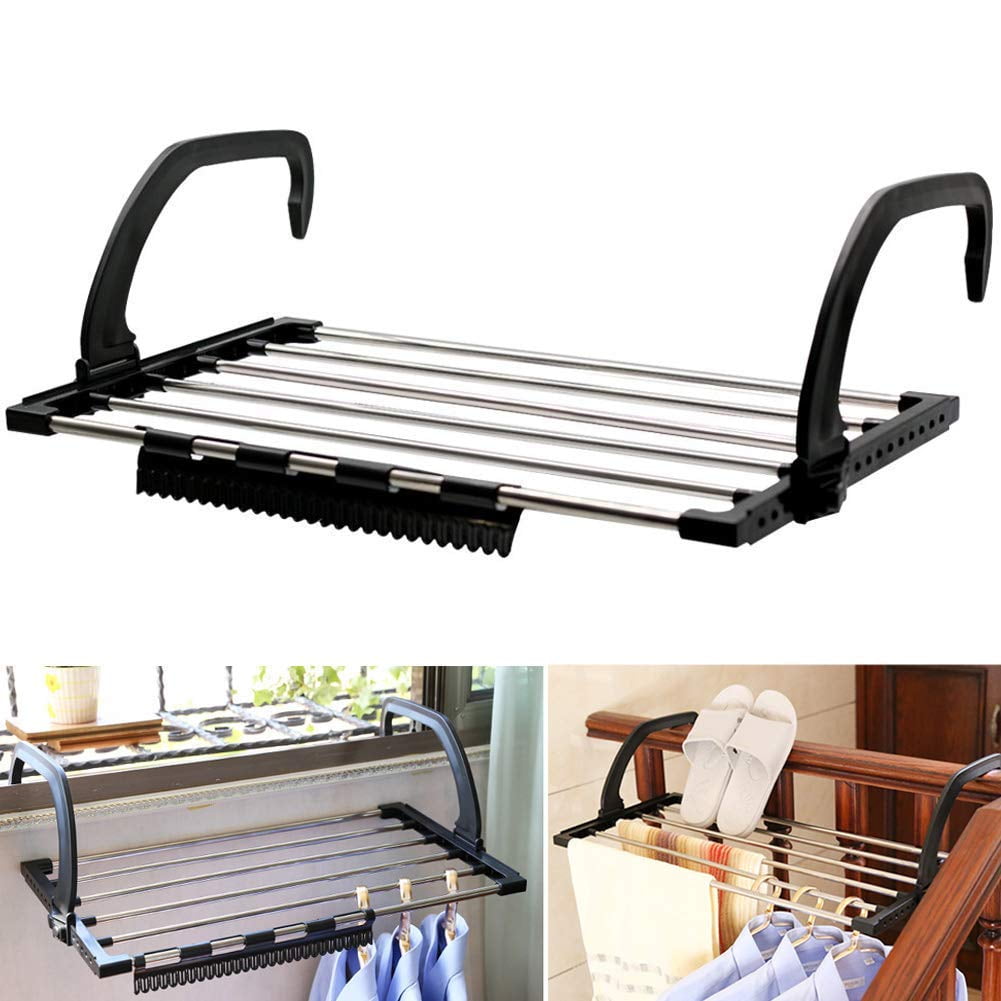 Stainless Steel Foldable Cloth Drying Rack Rail Bar Holder Cloth ...