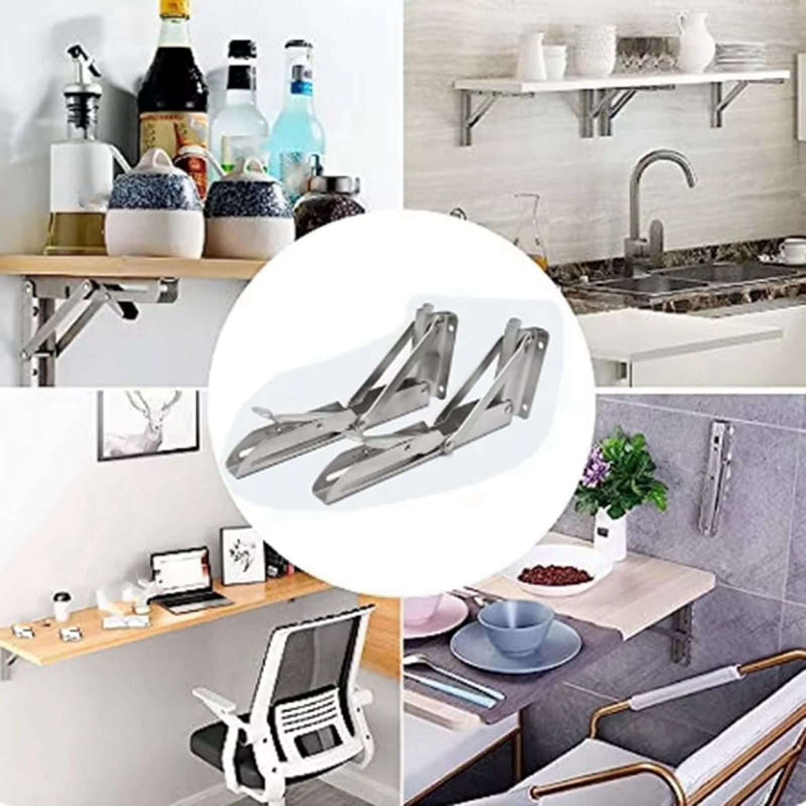 Stainless Steel Folding Angle Bracket Triangle Shelf Heavy Support ...