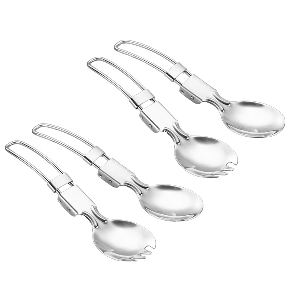Stainless Steel Folding Spoon Portable Cutlery Tea Camping Flatware ...