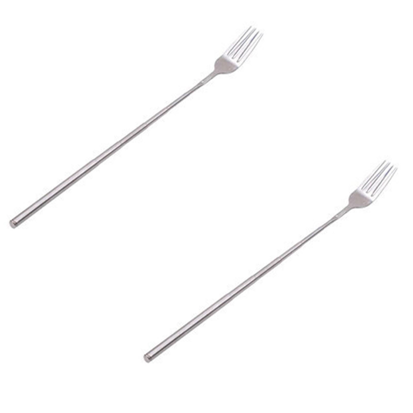 Stainless Steel Fondue Forks Bbq Telescopic Extendable Dinner Fruit ...