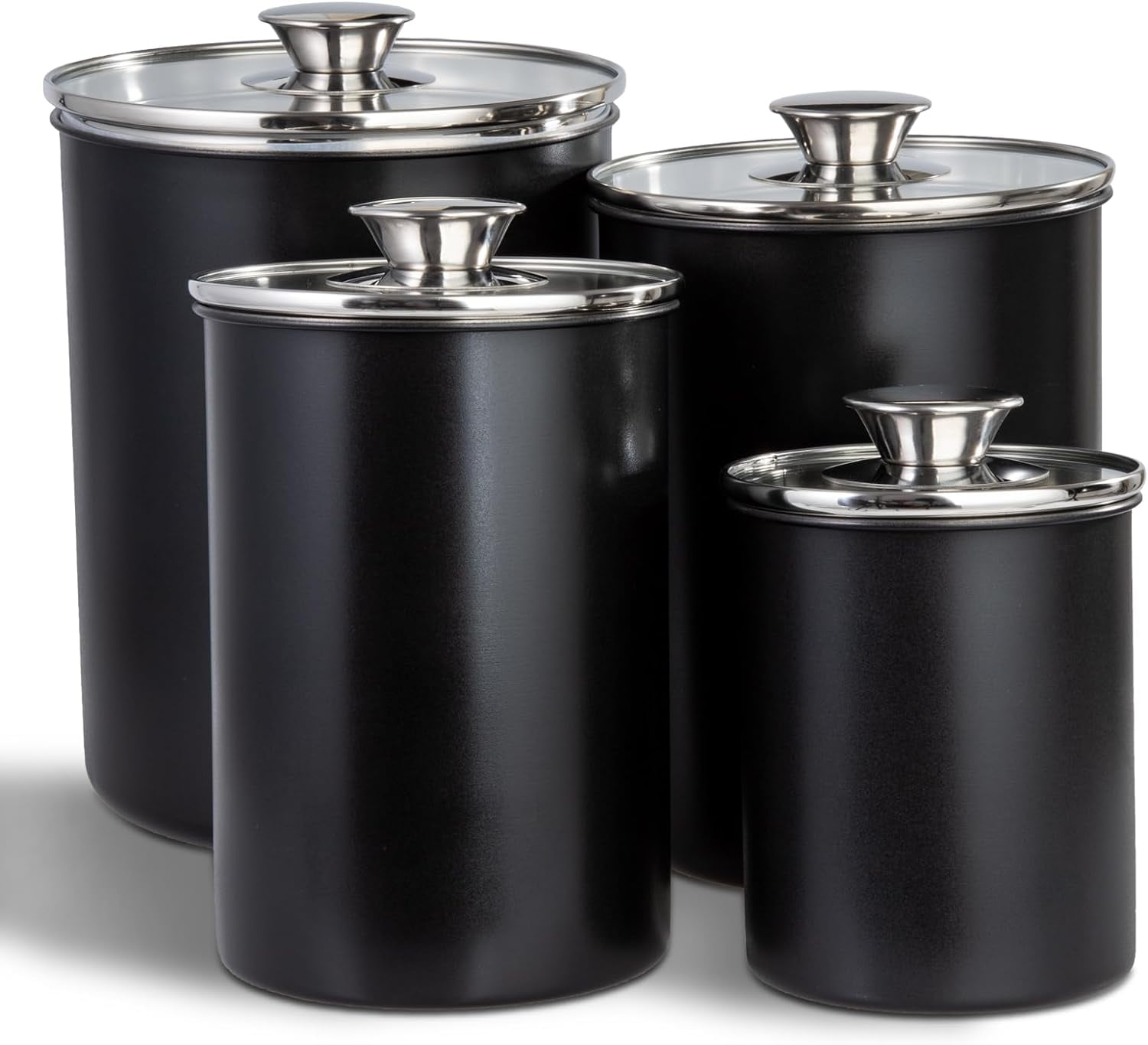 Stainless Steel Food Canister Set of 4-Piece, 40.5/71/98/132 Ounces ...