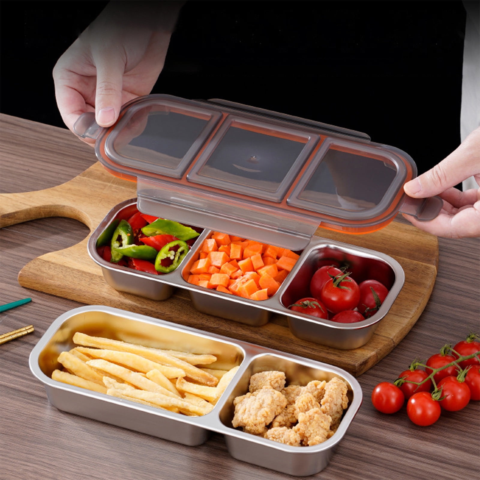 Stainless Steel Food Container, Secure Lid Design, Multi-compartment ...