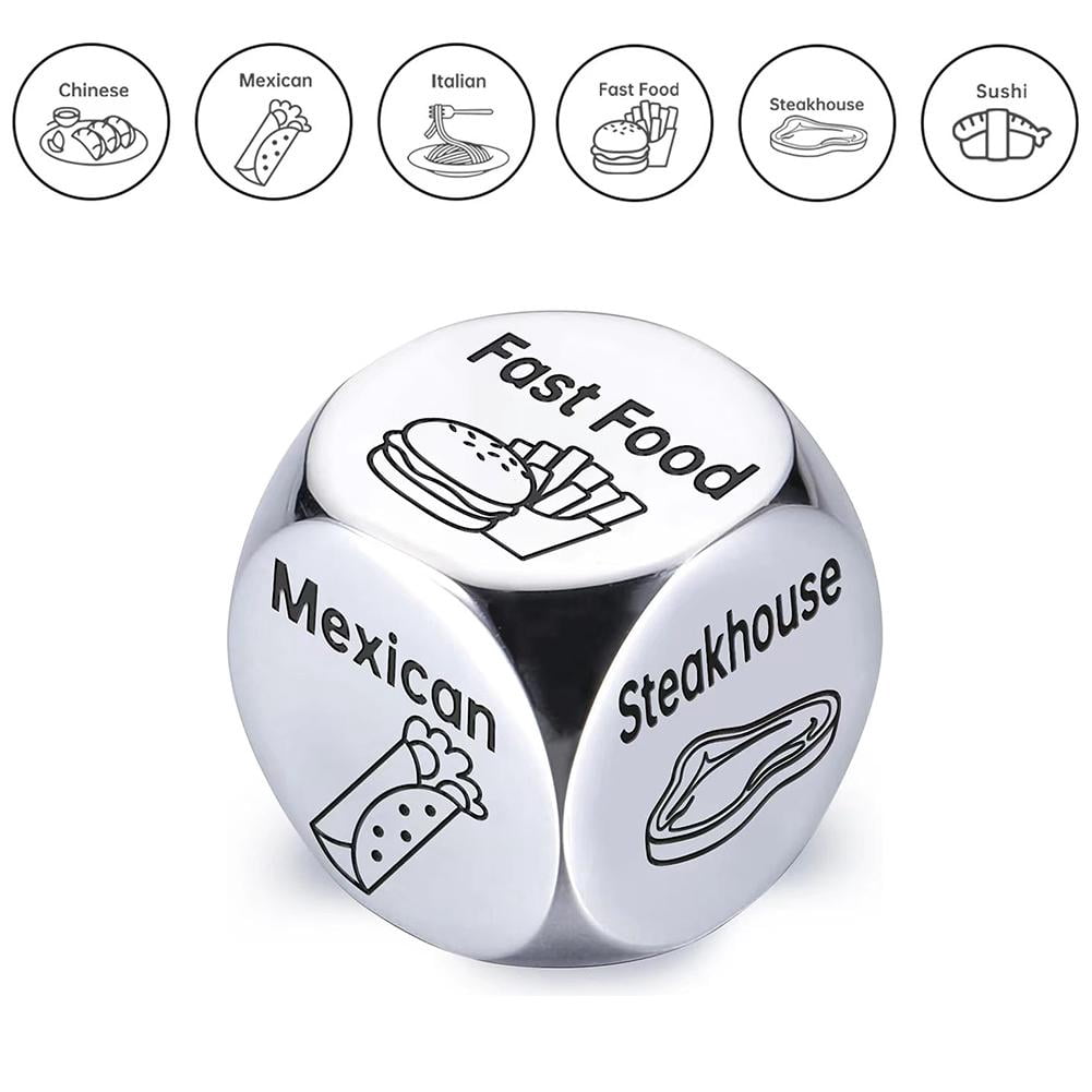 Stainless Steel Food Decision Dice, Funny Gag Gifts, Food Dice Game ...
