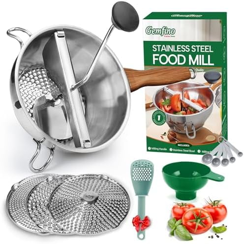 Stainless Steel Food Mill With 3 Milling Discs,Ergonomic design Rotary ...