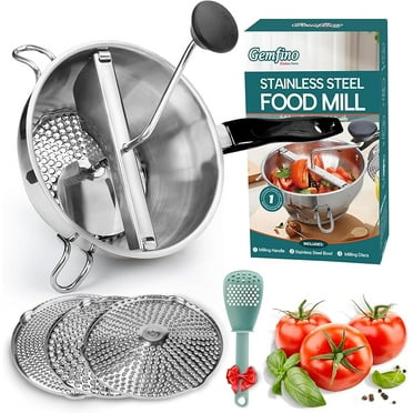 Food Mill Stainless Steel - 3 food grinder Discs - Potato ricer for ...